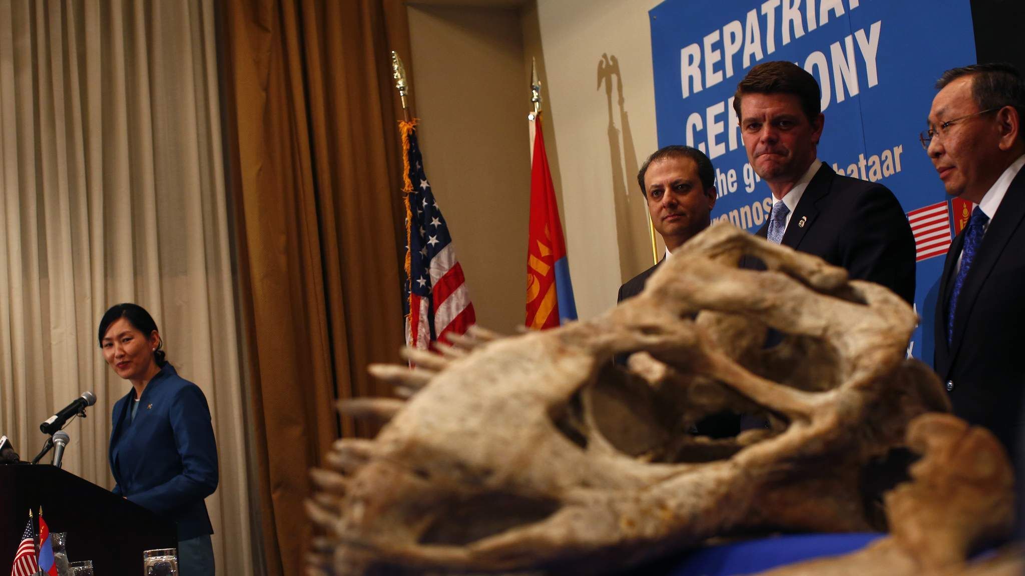 Nicolas Cage Returns Mongolian Dinosaur Skull | Ents & Arts News | Sky News