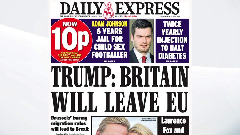 Friday's National Newspaper Front Pages | UK News | Sky News