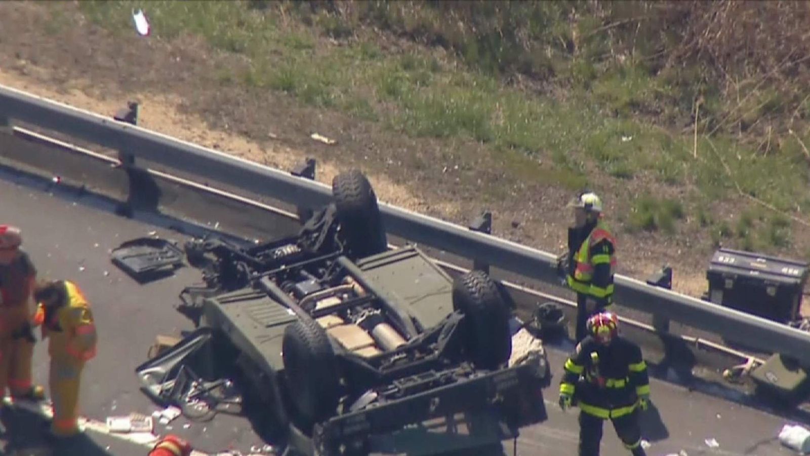 Military Vehicle Flips Over On New Jersey Turnpike | Scoop News | Sky News