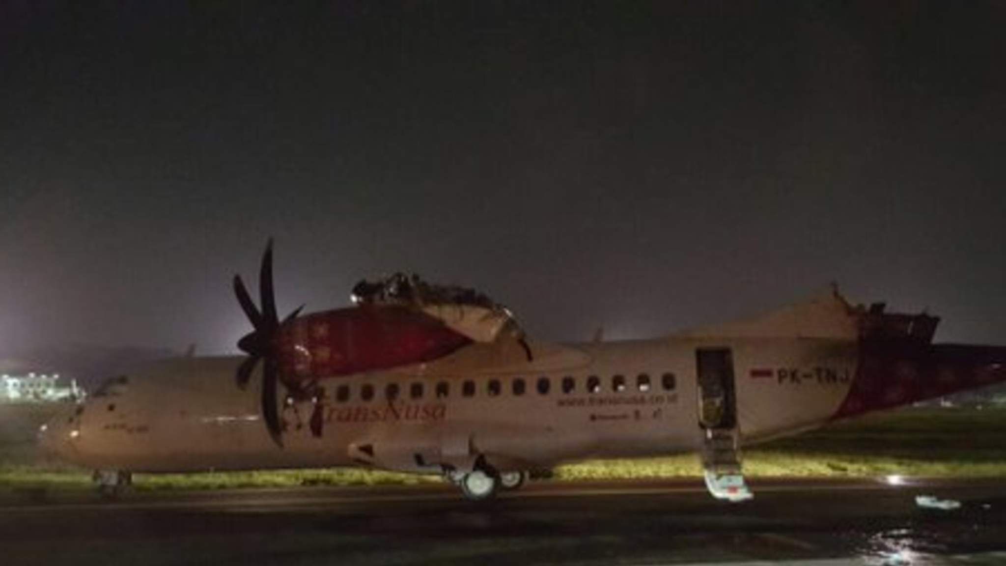 Plane's Wing Set On Fire In Runway Collision | World News | Sky News