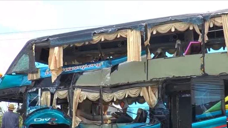 Video: Moment Train Crashes Into Tourist Coach | World News | Sky News