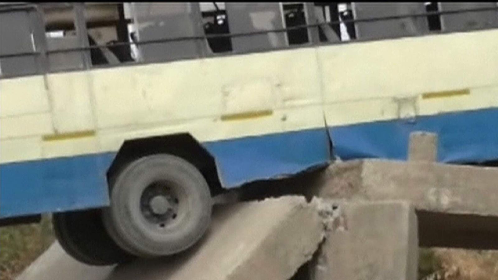 Bus Passengers' Lucky Escape In Bridge Collapse | World News | Sky News