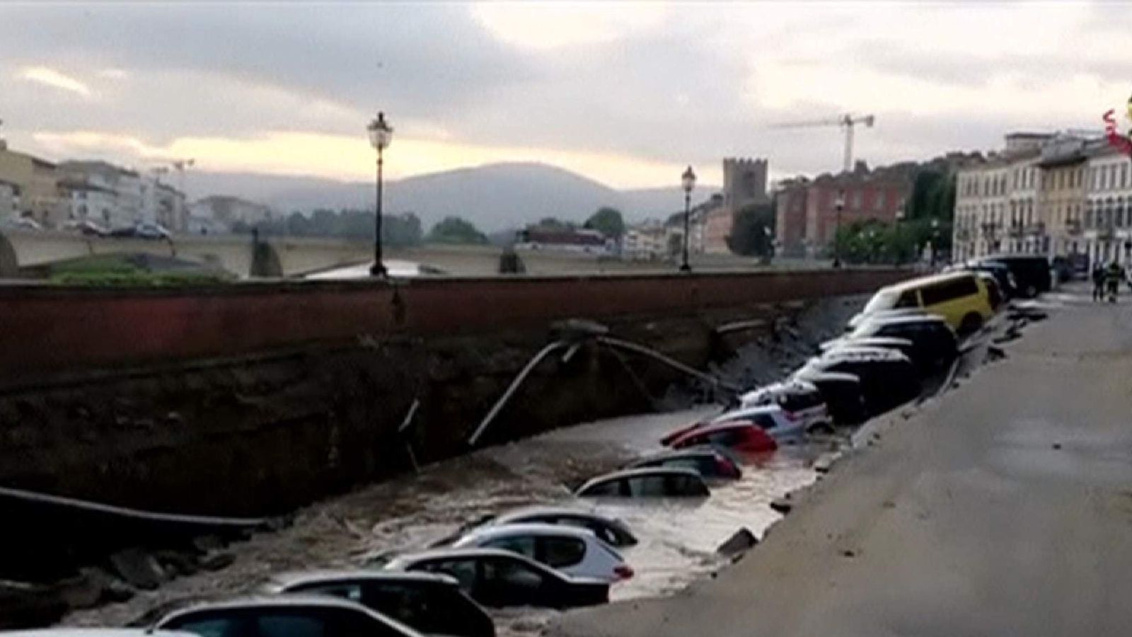 Row Of Cars Collapse Into Ditch After Road Collapses In Italy | Scoop ...