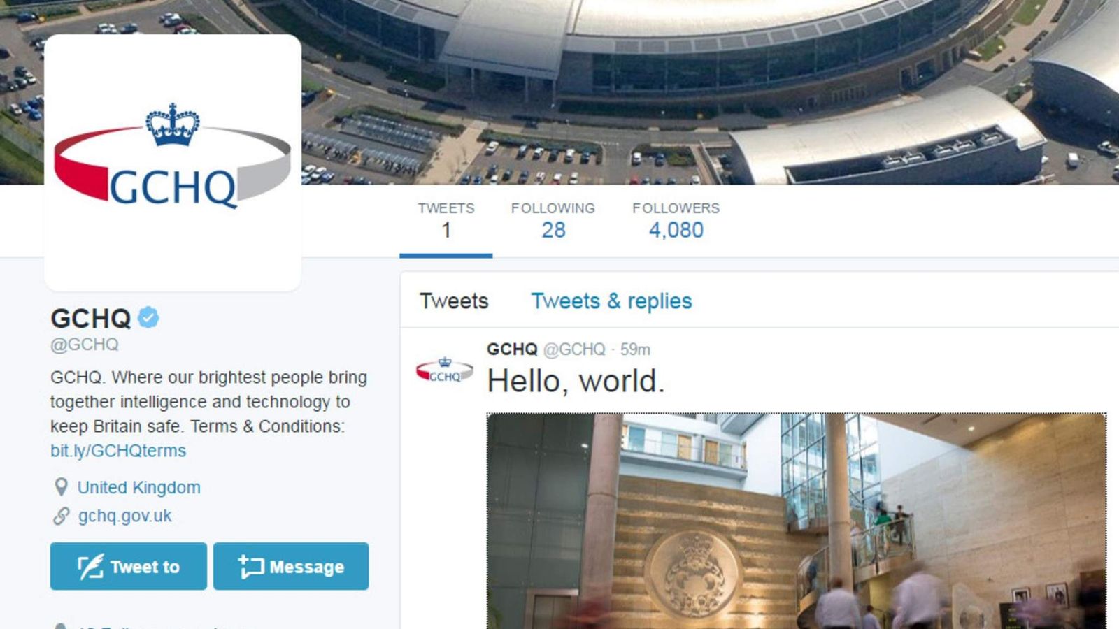GCHQ Launches Own Official Twitter Account | Science, Climate & Tech ...