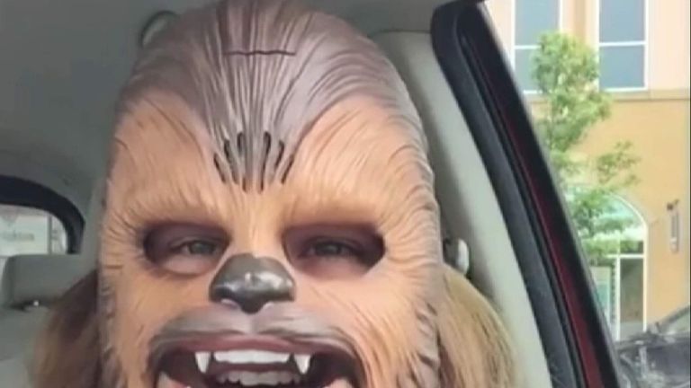 Mum's Hysterical Fun With Chewbacca Mask | US News | Sky News