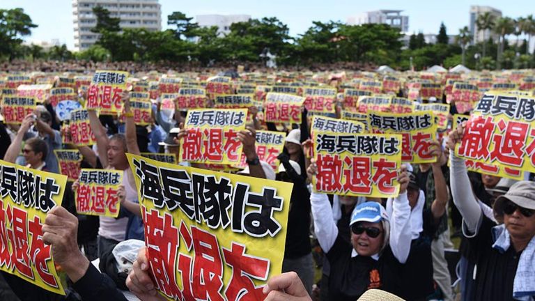 Thousands Protest Against US Military In Japan | World News | Sky News