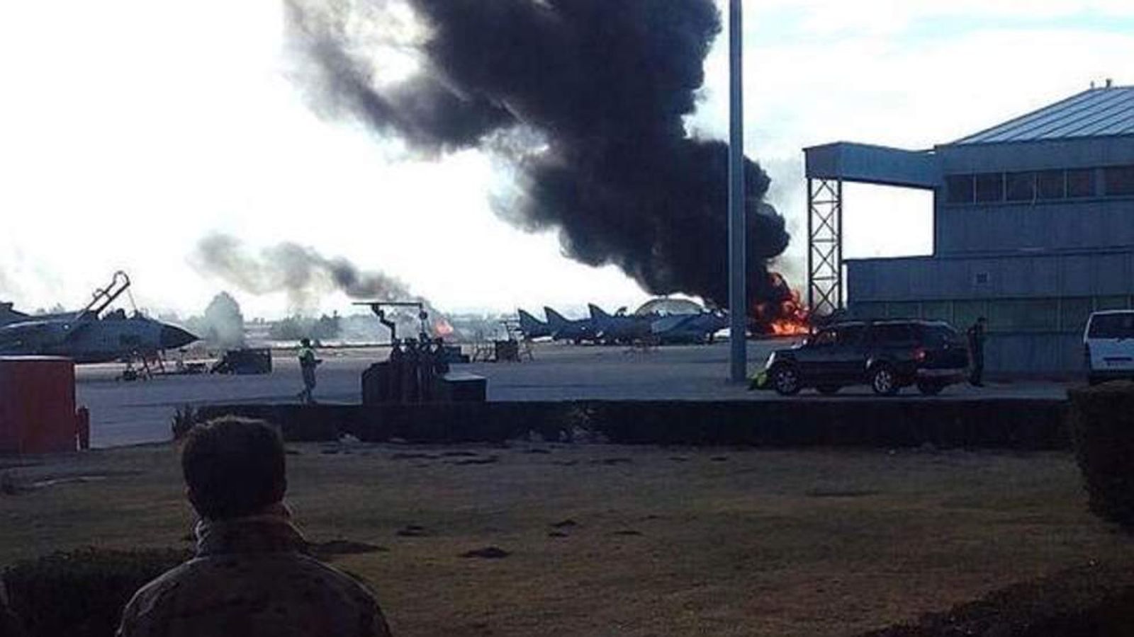 Ten Dead As F-16 Jet Crashes Into Planes | World News | Sky News