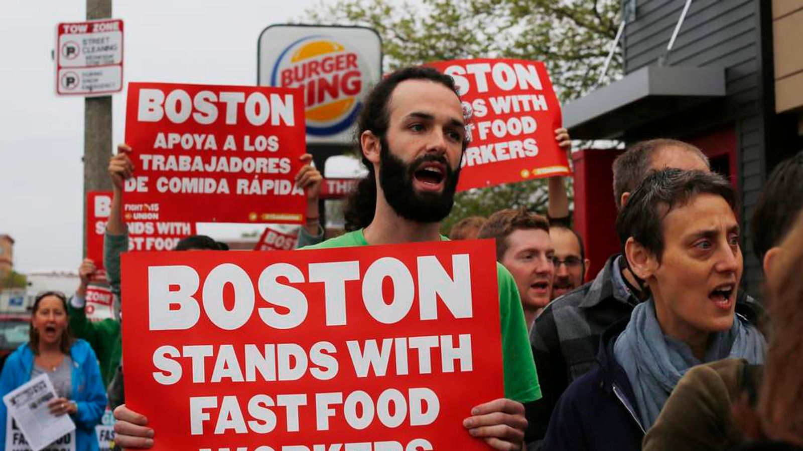 Fast-Food Workers Strike For Higher Wages | US News | Sky News