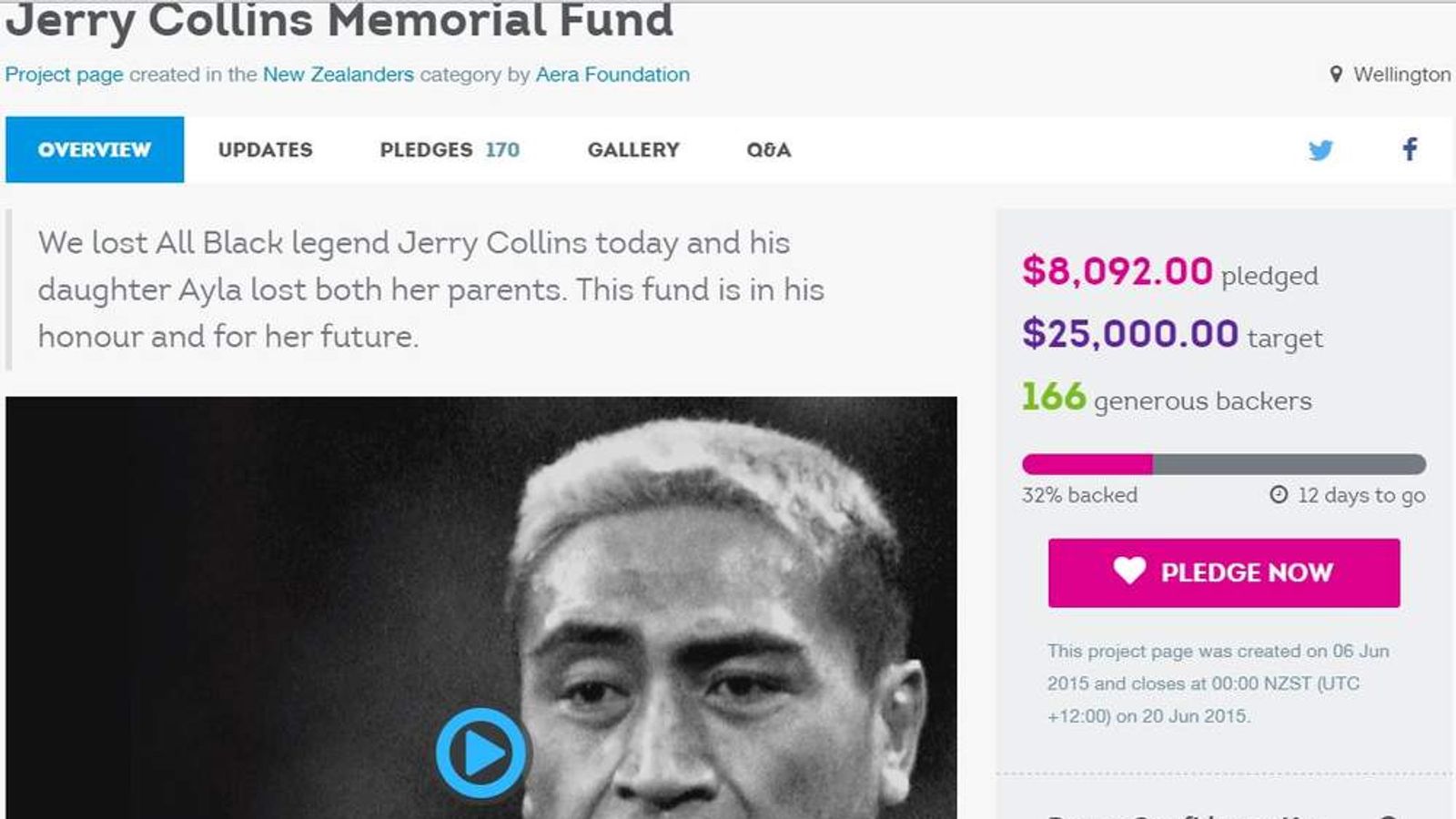 Fund Set Up For All Black Collins' Daughter | World News | Sky News