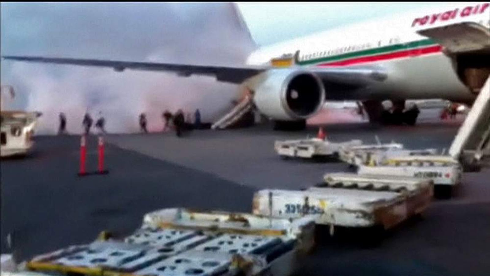 Video Shows Jet Passengers Fleeing Fire | World News | Sky News