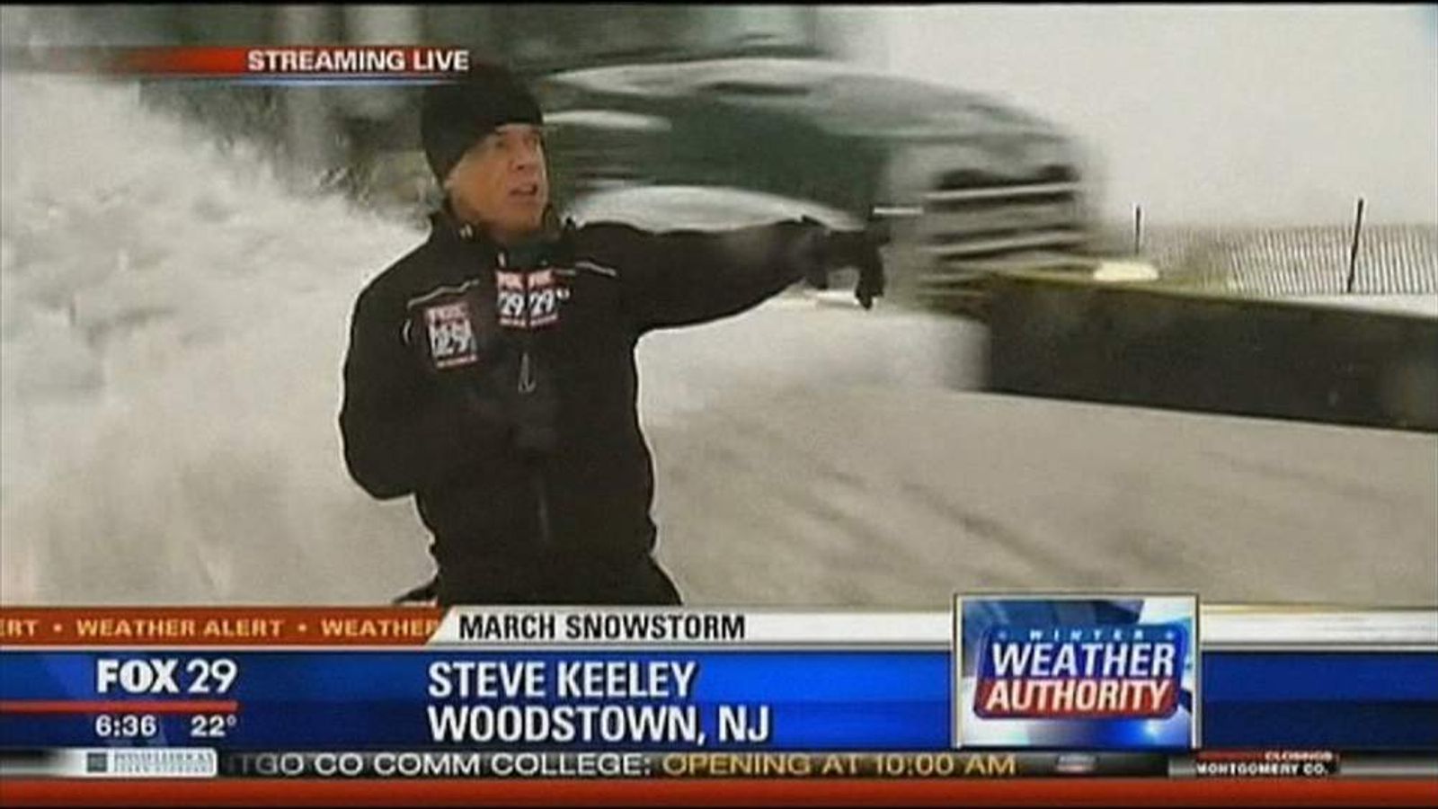 TV Reporter Blasted By Snow Live On Air | US News | Sky News