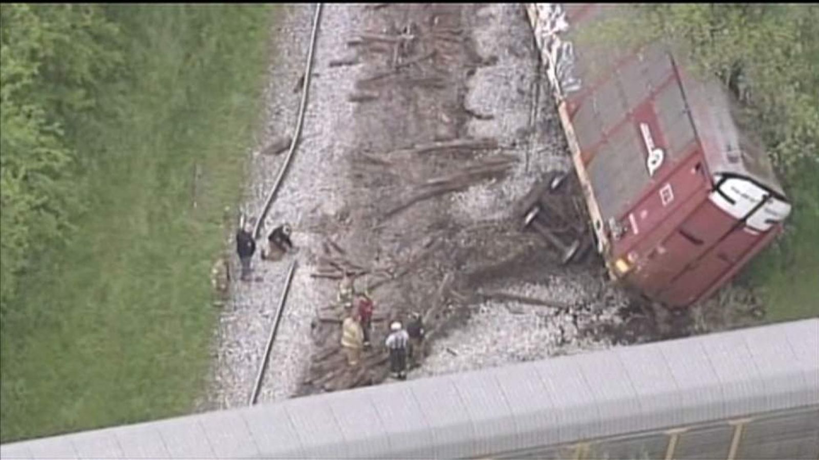 Train Loaded With Cars In Dramatic Derailing | US News | Sky News