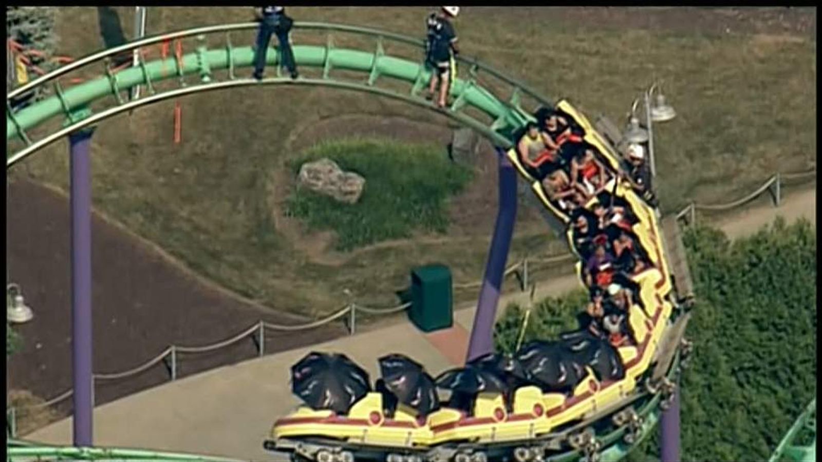Rollercoaster Rescue After Ride Gets Stuck | US News | Sky News