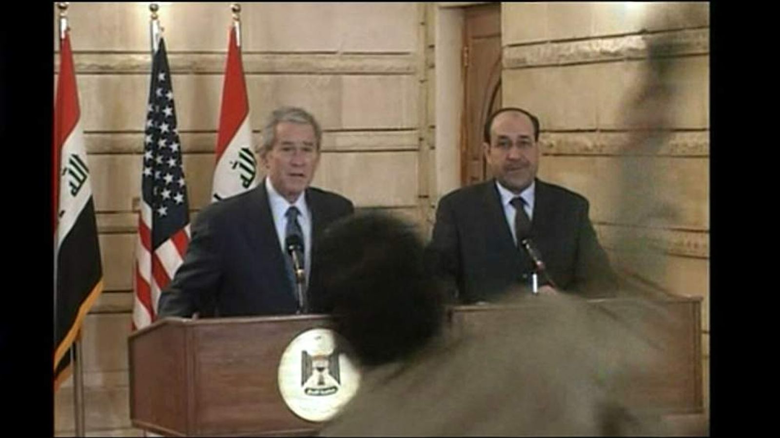 Iraqi Reporter Throws Shoes At George W Bush | Scoop News | Sky News