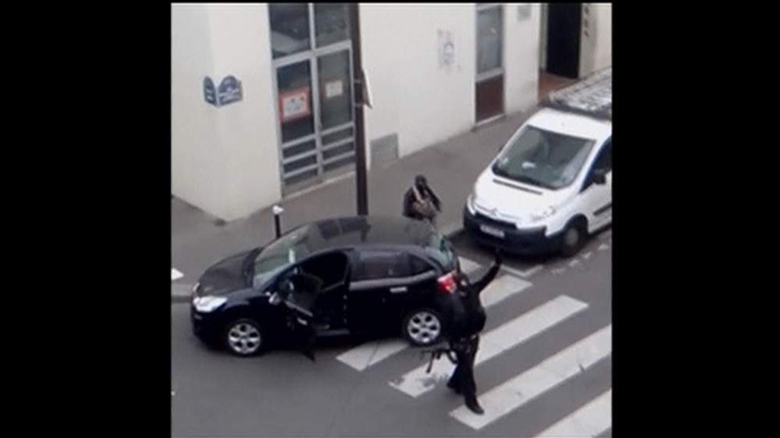 Footage Shows Paris Gunmen Shooting At Police | Scoop News | Sky News