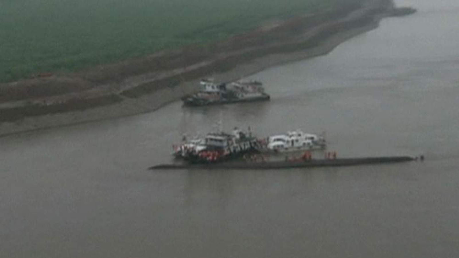 Aerial View Of Capsized Chinese Ferry Carrying More Than 450 People ...