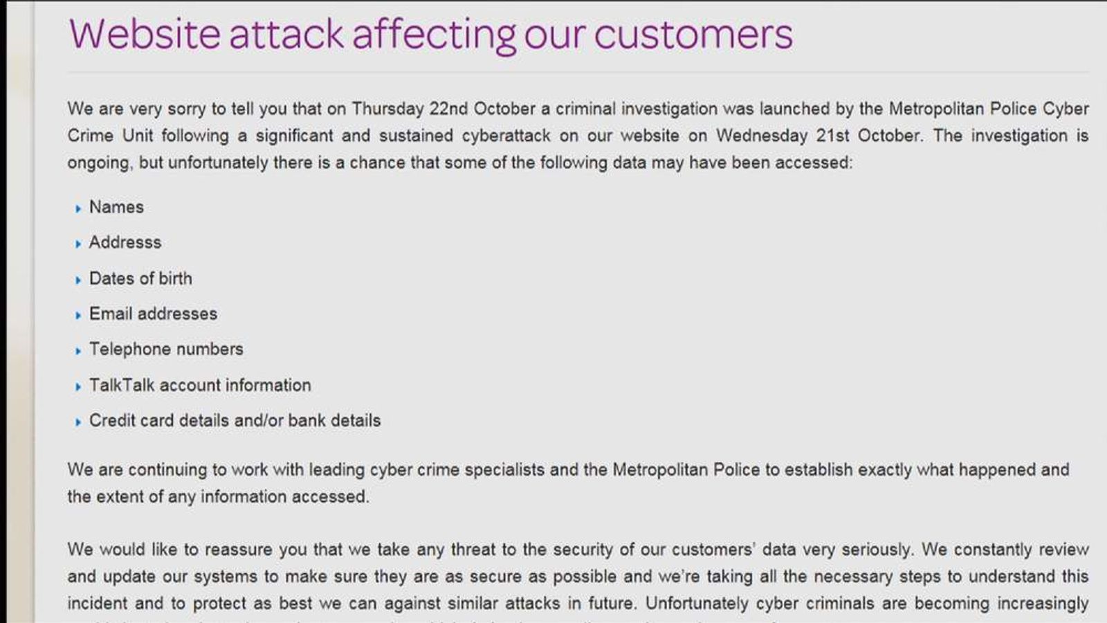 Boy, 15, Arrested Over TalkTalk Hack Attack | Science, Climate & Tech ...