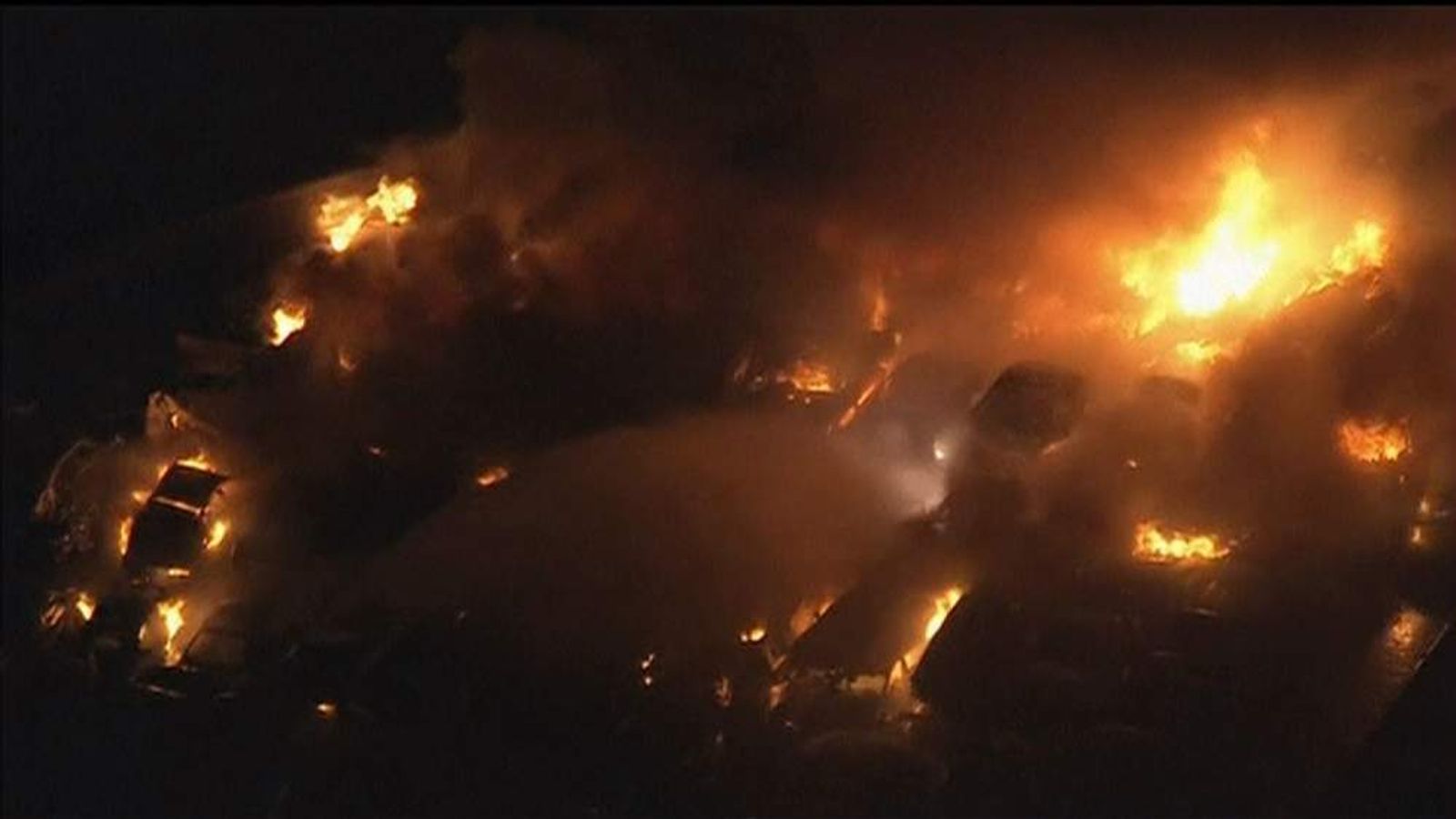 Dozens Of Cars Destroyed In Scrapyard Fire | US News | Sky News