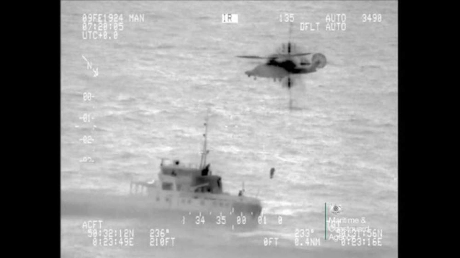 Chopper Saves Pair From Sinking Ship In Storm | UK News | Sky News