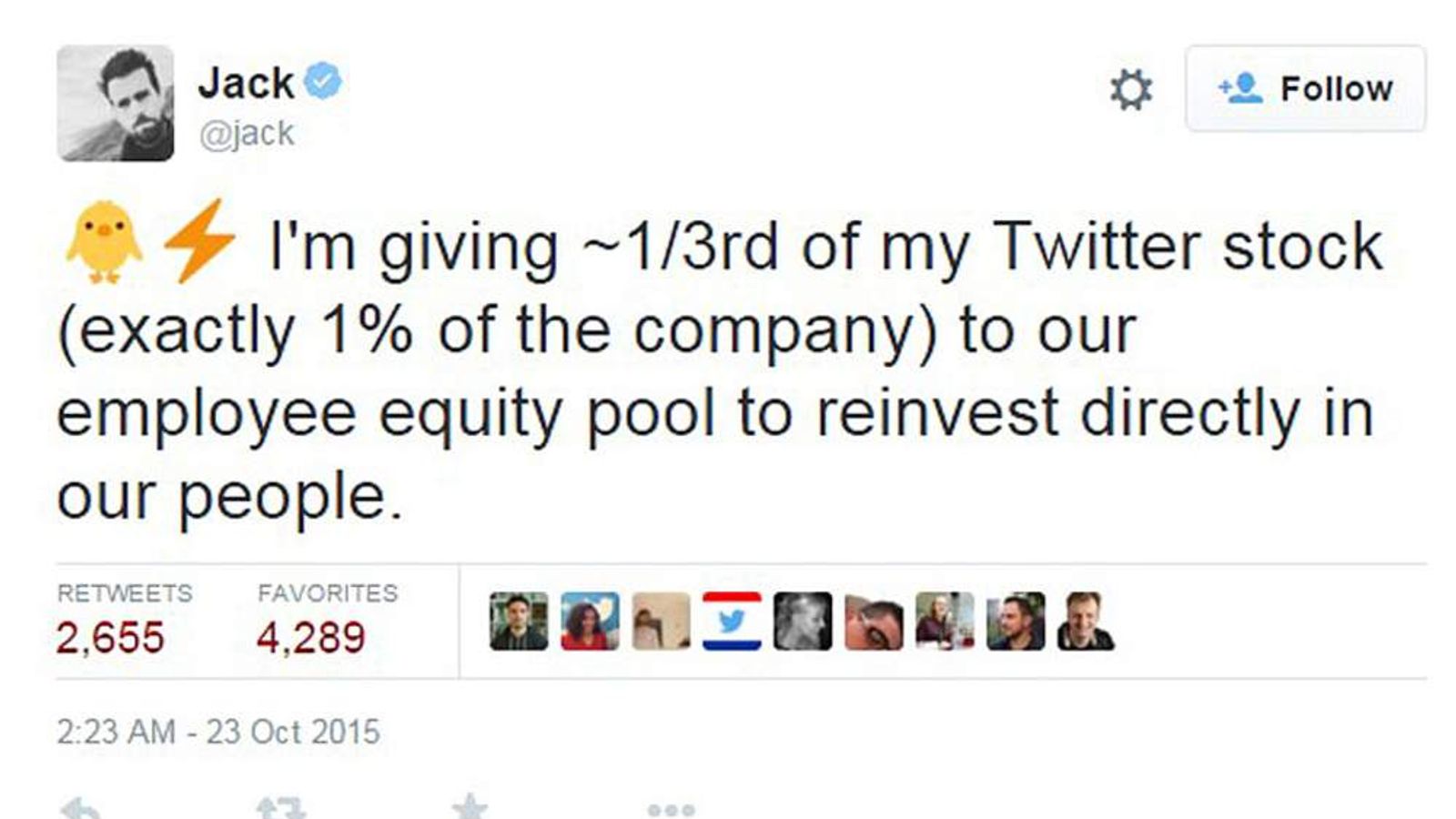 Twitter Boss Gifts Shares Worth £130m To Staff | Money News | Sky News