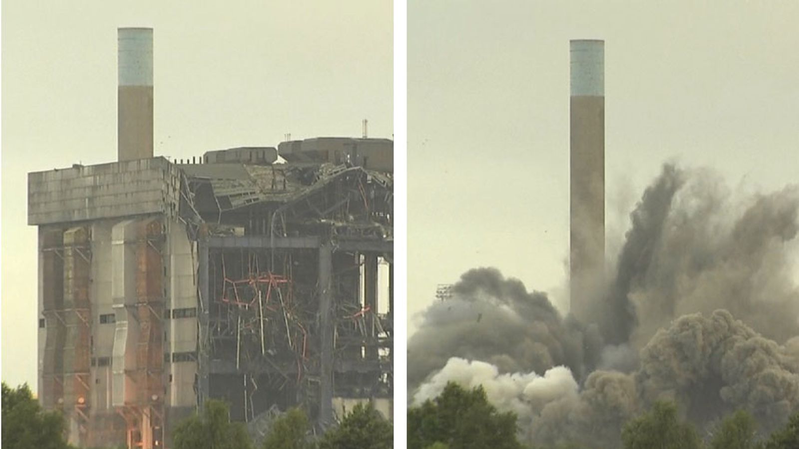 Search Restarts After Power Station Demolition | UK News | Sky News