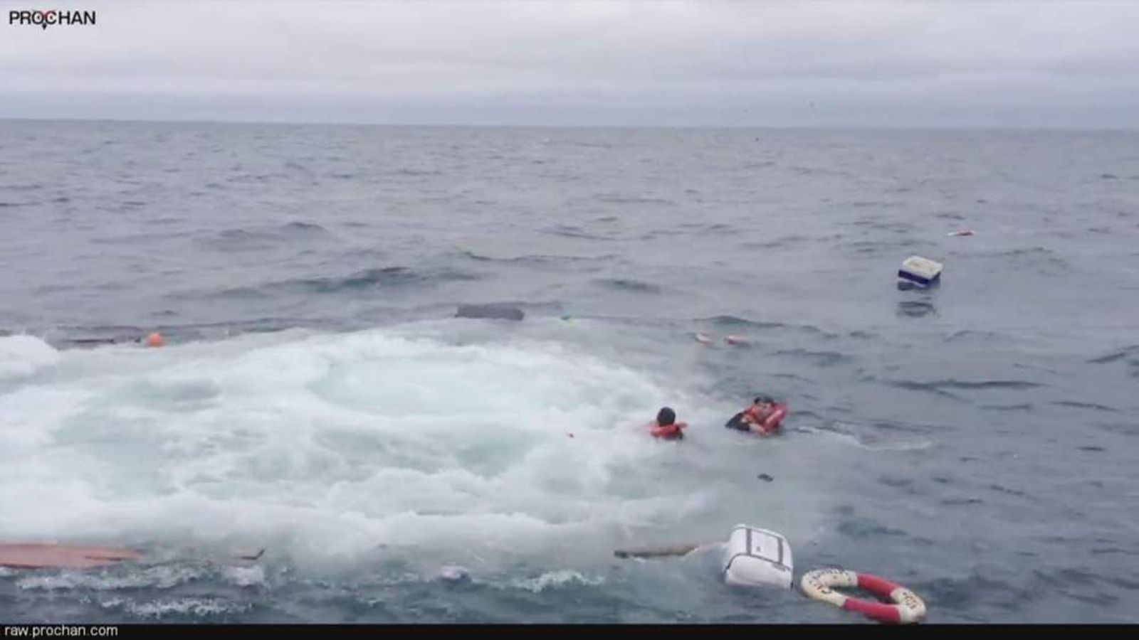 Video Shows Boat Sinking As Crew Rescued | UK News | Sky News