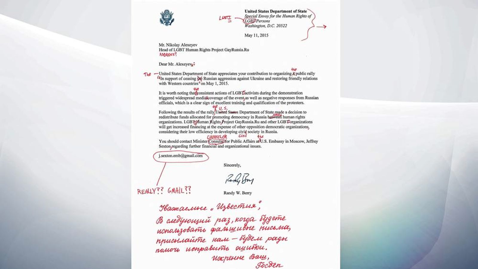 US Embassy Outs Russian Paper Over 'Fake' Letter | US News | Sky News