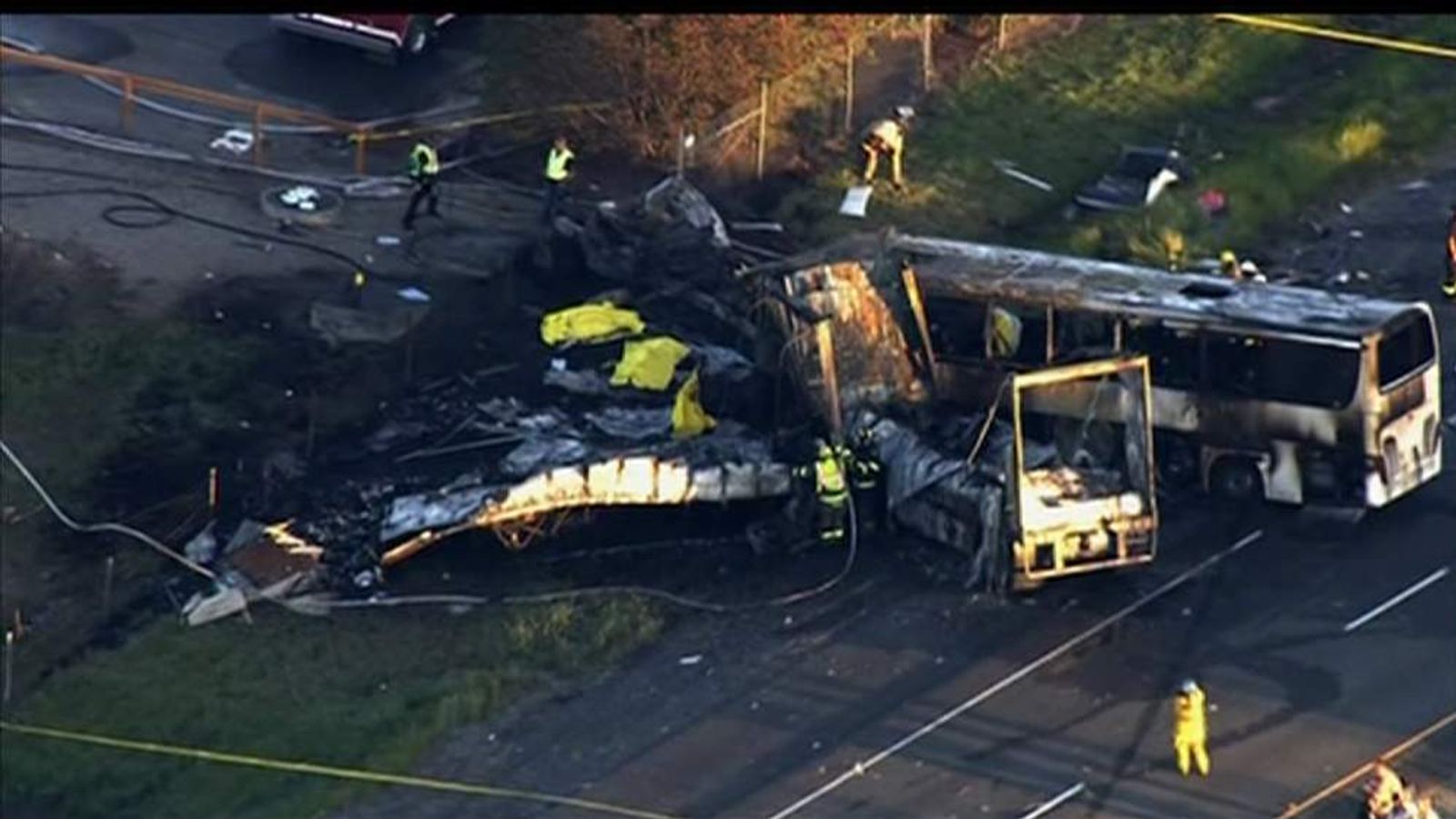 Twin One Of 10 Killed In Fiery Bus-Truck Crash | US News | Sky News