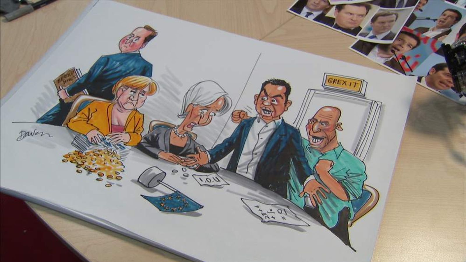 Characters In Grexit Talks Drawn By Cartoonist | Scoop News | Sky News