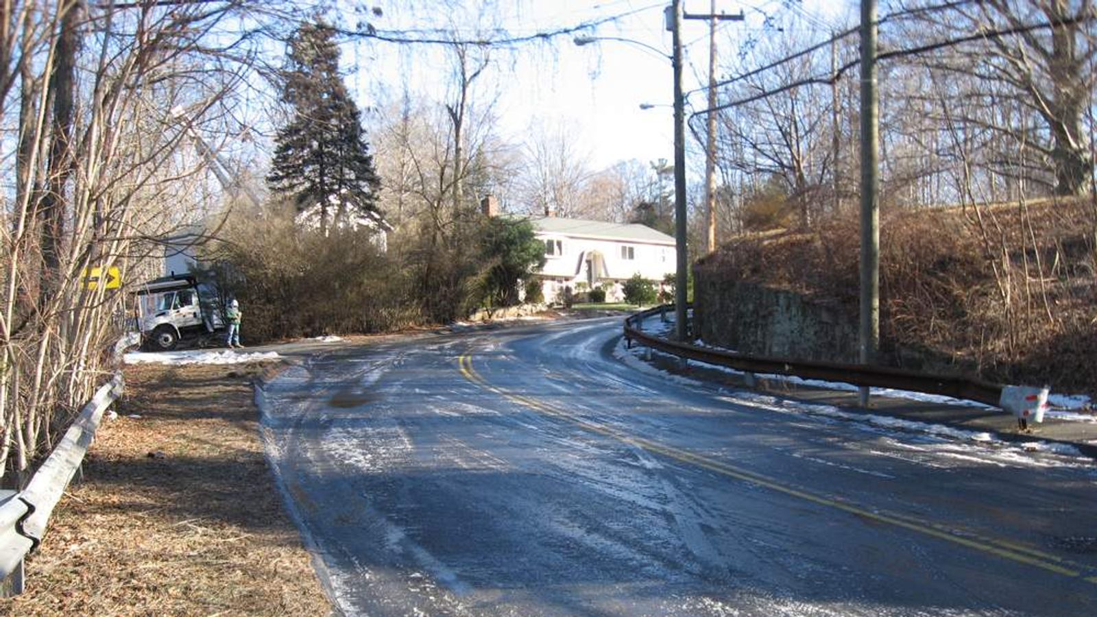 Crashes As Pool Is Emptied On Road In Big Chill | US News | Sky News