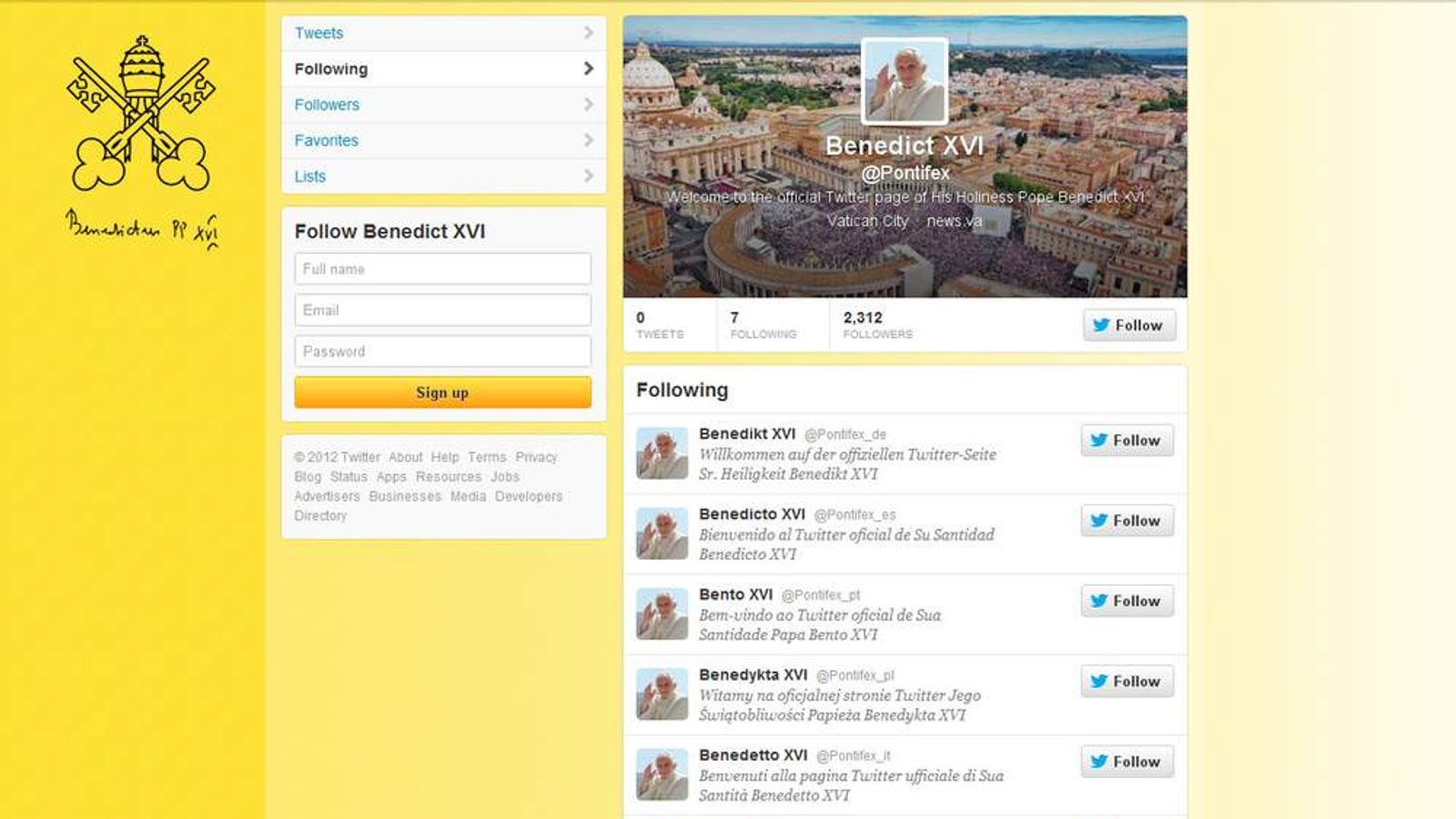 Pope Benedict Launches Twitter Account | World News | Sky News