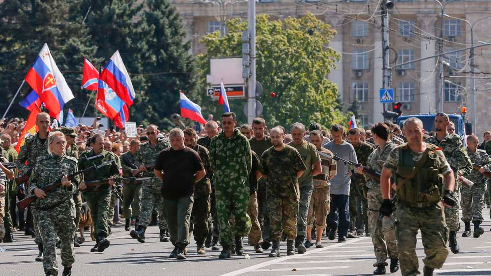 Ukraine Rebels Show Off Captives In Parade | World News | Sky News