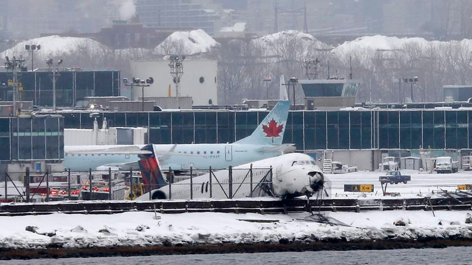 Plane Skids Off Runway At New York Airport | World News | Sky News