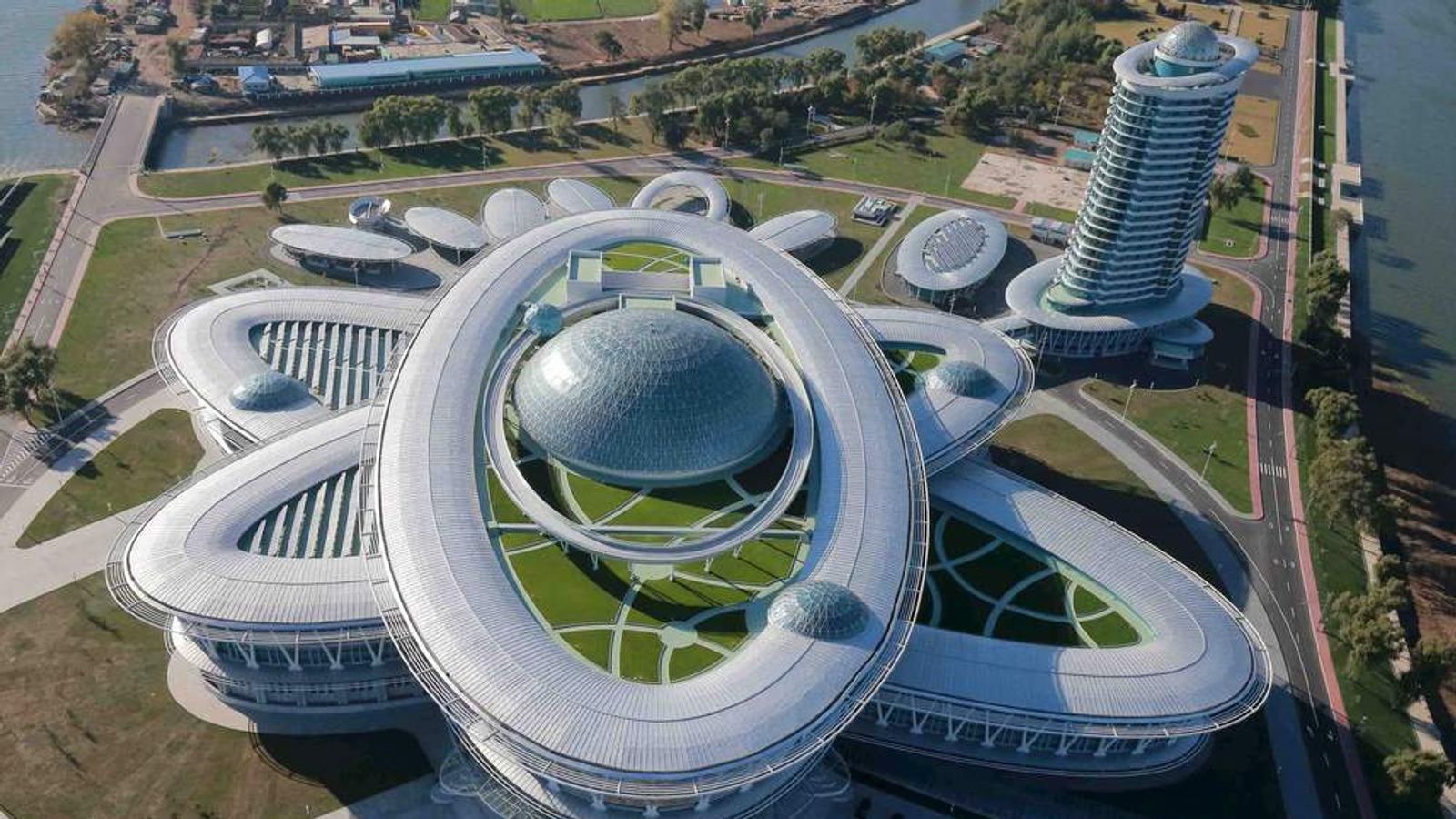 Kim Jong-Un Opens Atom-Shaped Science Centre | World News | Sky News