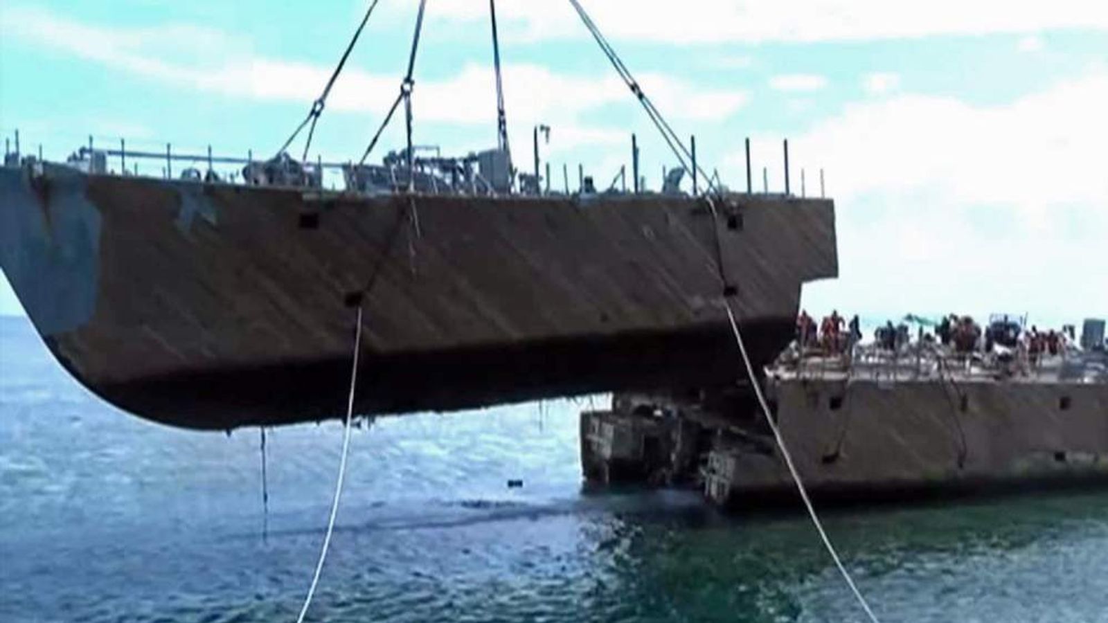 USS Guardian: Video Of Scrap Operation Shown | World News | Sky News