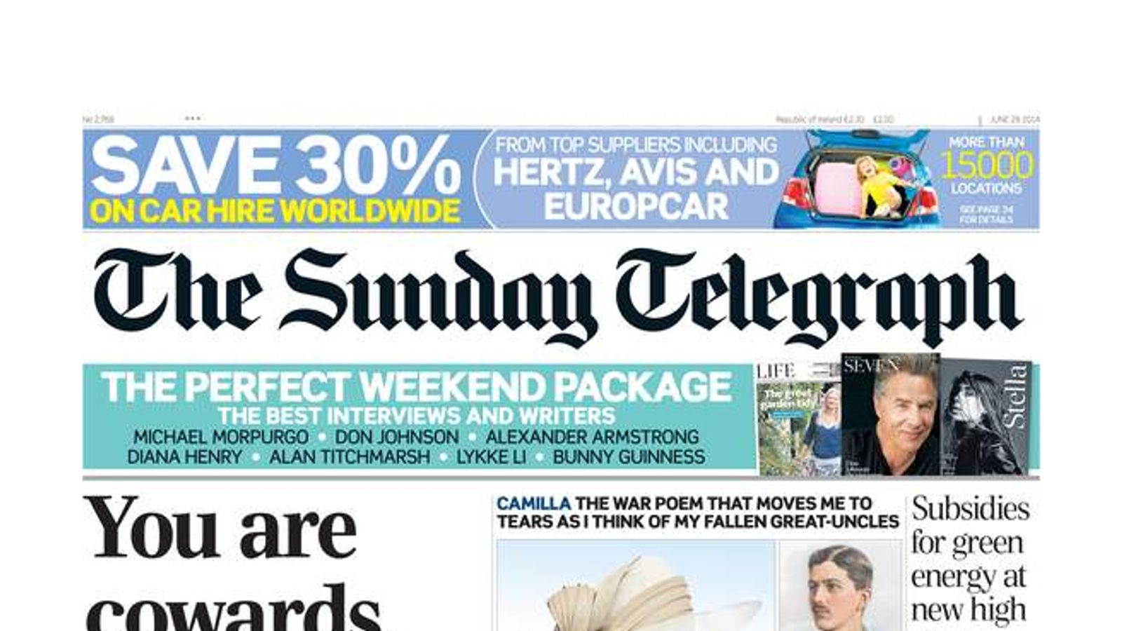 Sunday's National Newspaper Front Pages | UK News | Sky News