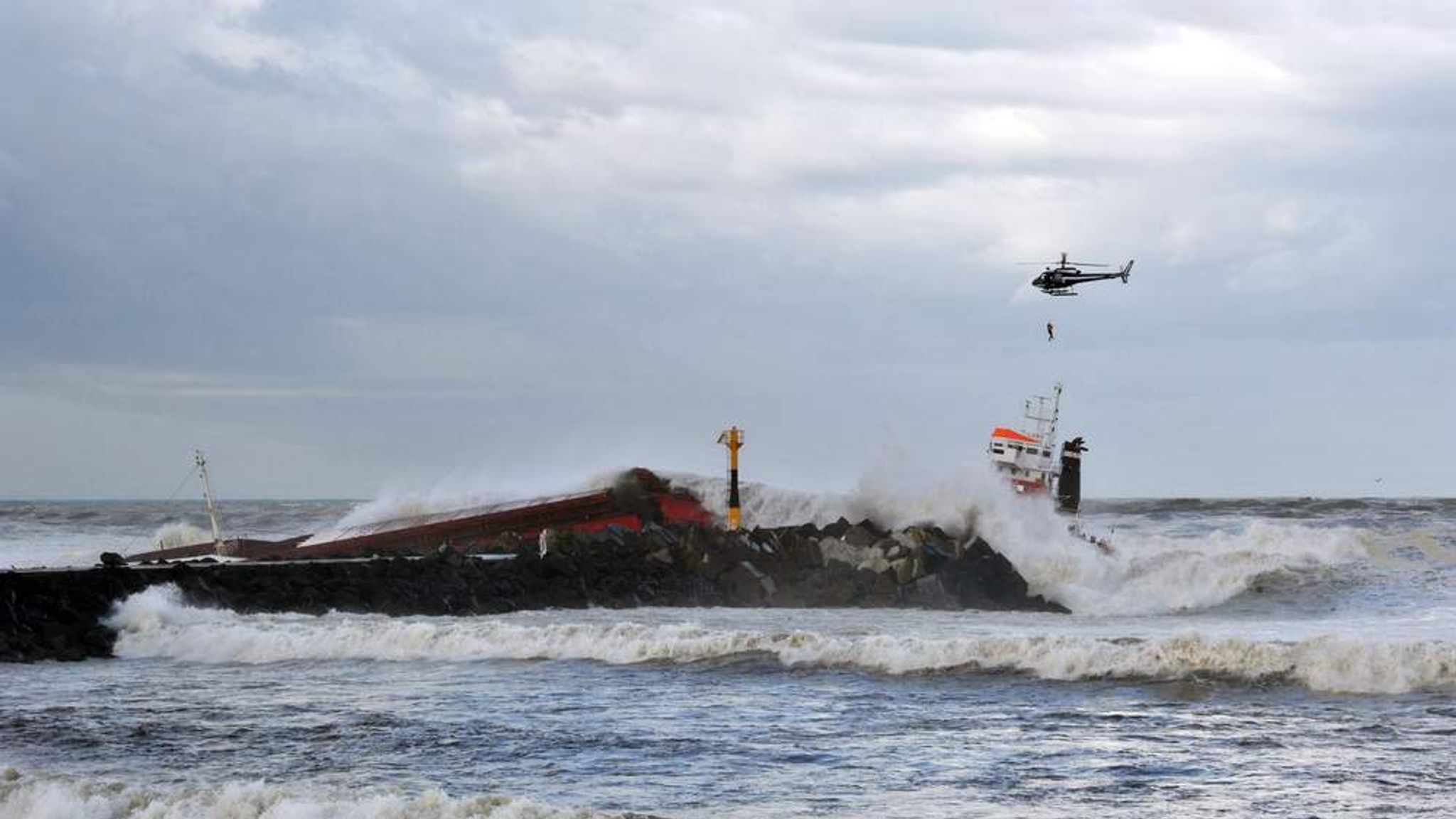 Dramatic Rescue As Cargo Ship Splits In Two | World News | Sky News