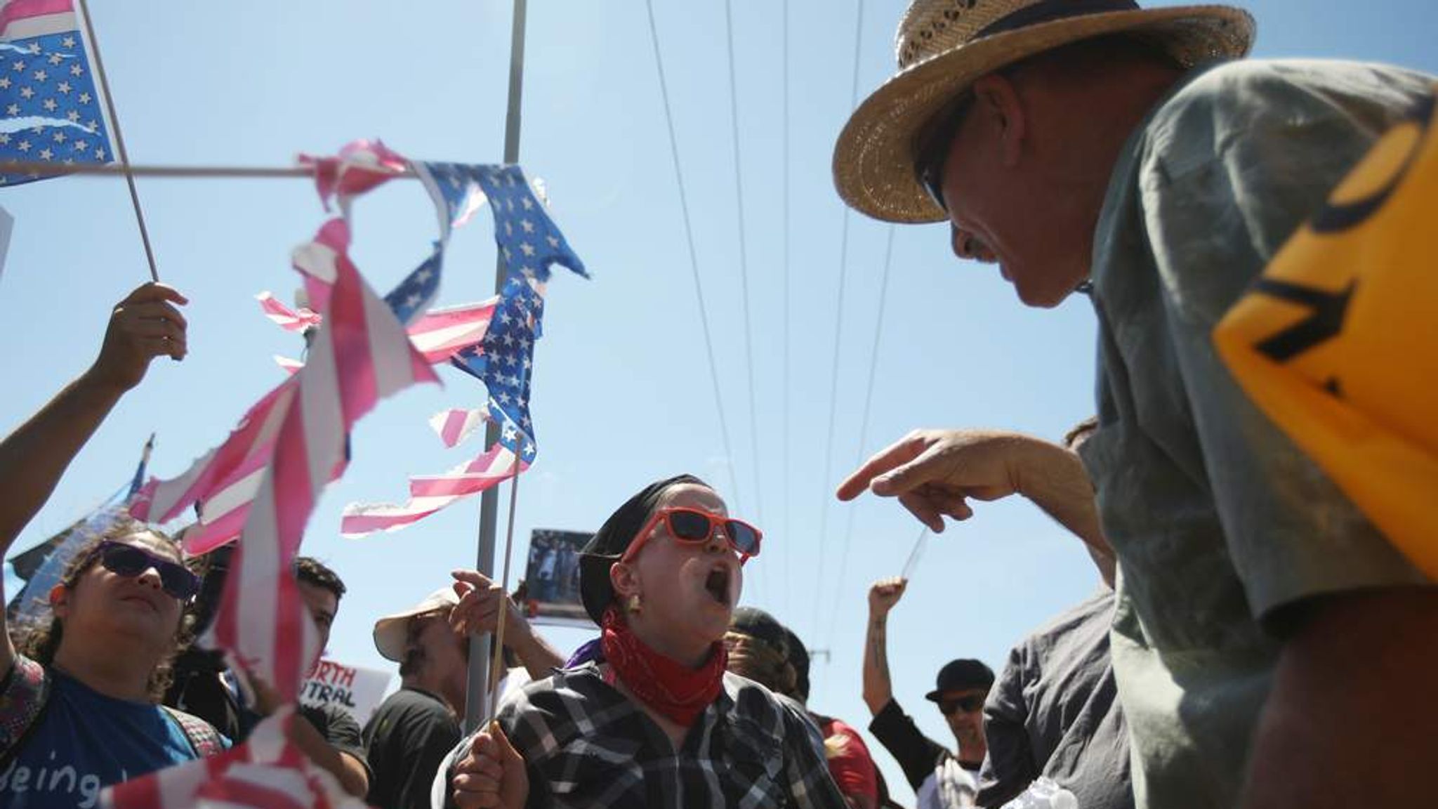 Six Held At Town's Rival Immigration Rallies | US News | Sky News