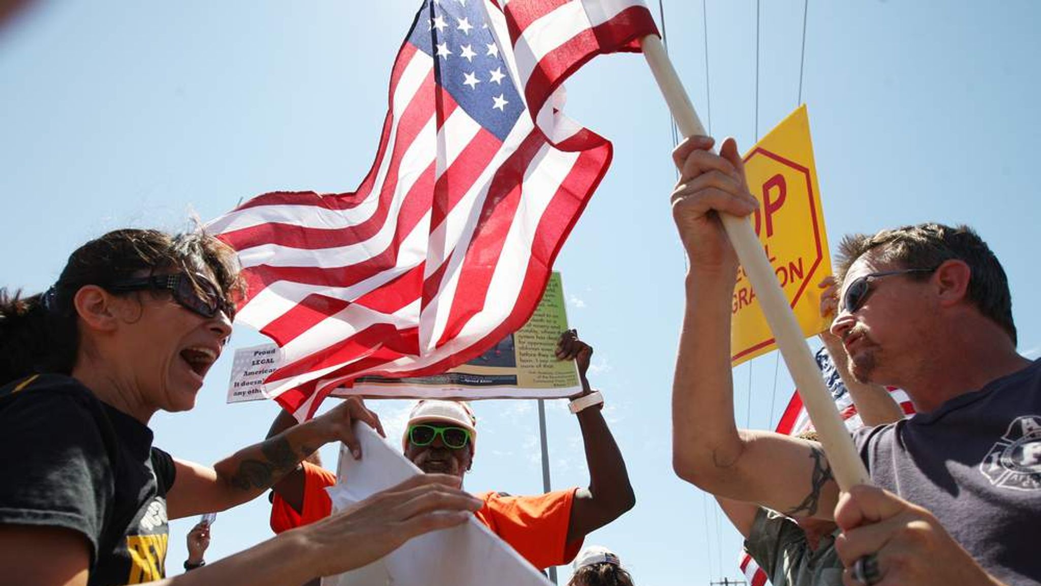 Six Held At Town's Rival Immigration Rallies | US News | Sky News