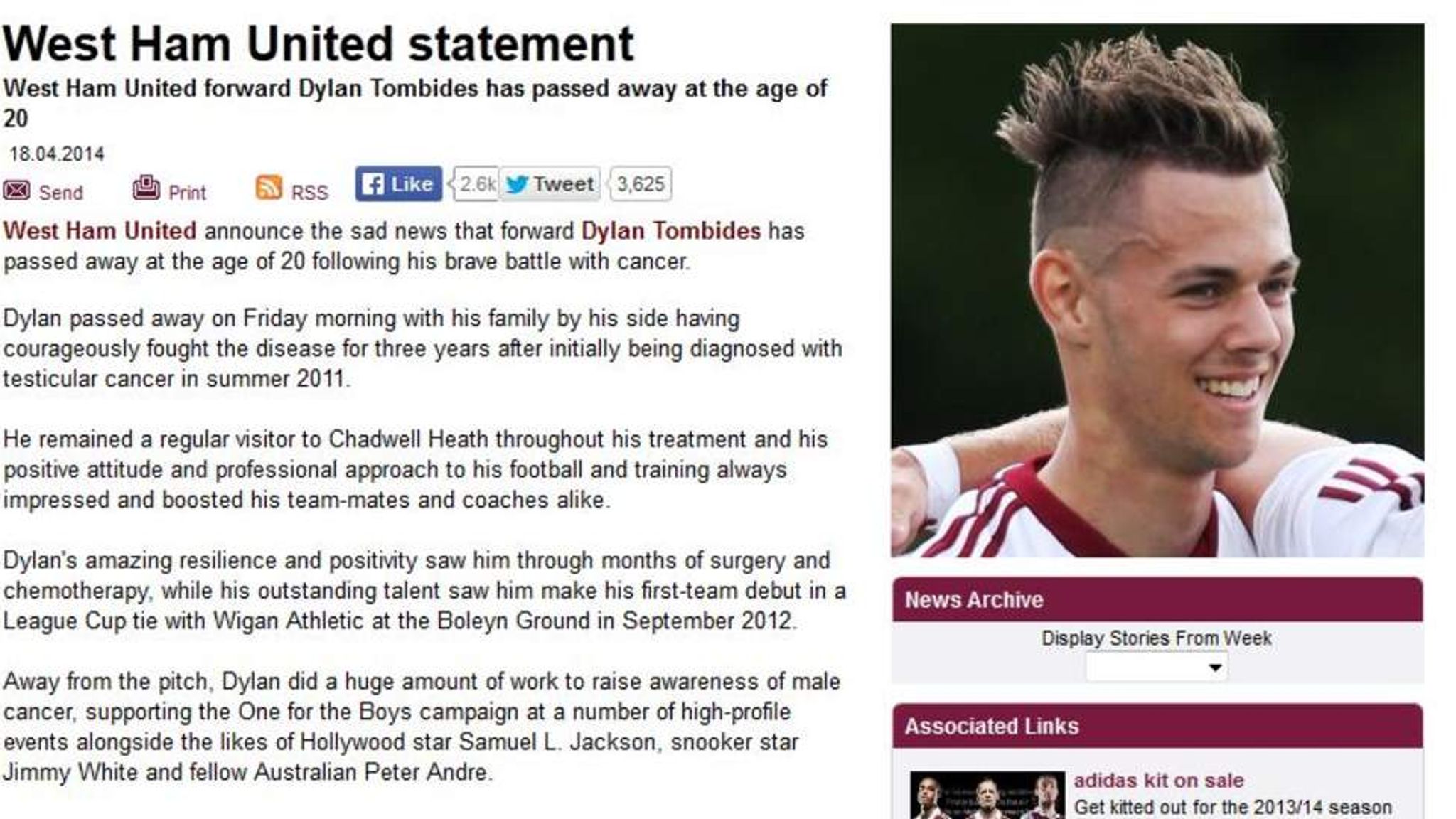 West Ham Striker Dies At 20 After Cancer Battle | UK News | Sky News