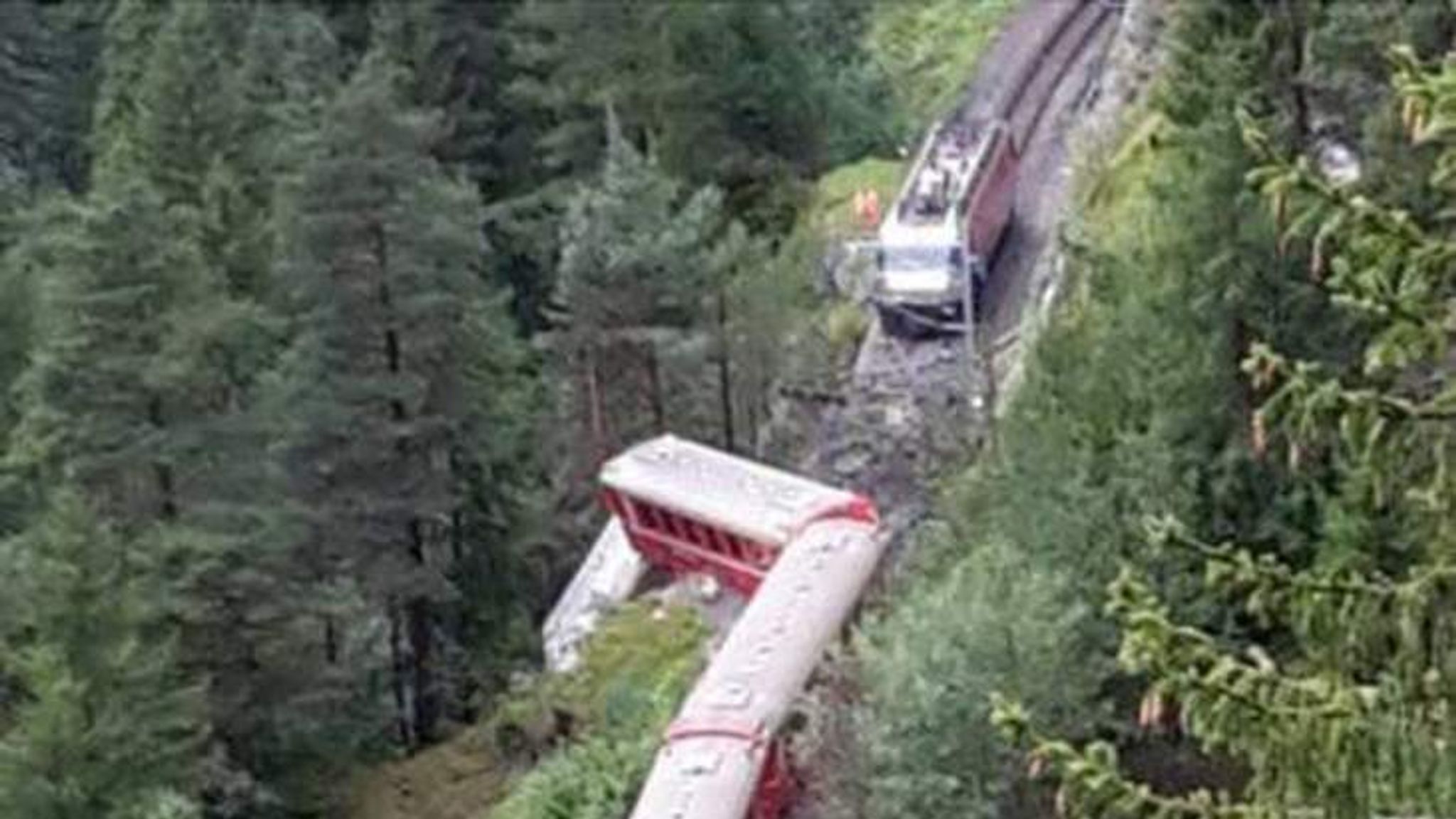 Derailed Train Carriage Plunges Into Ravine | World News | Sky News