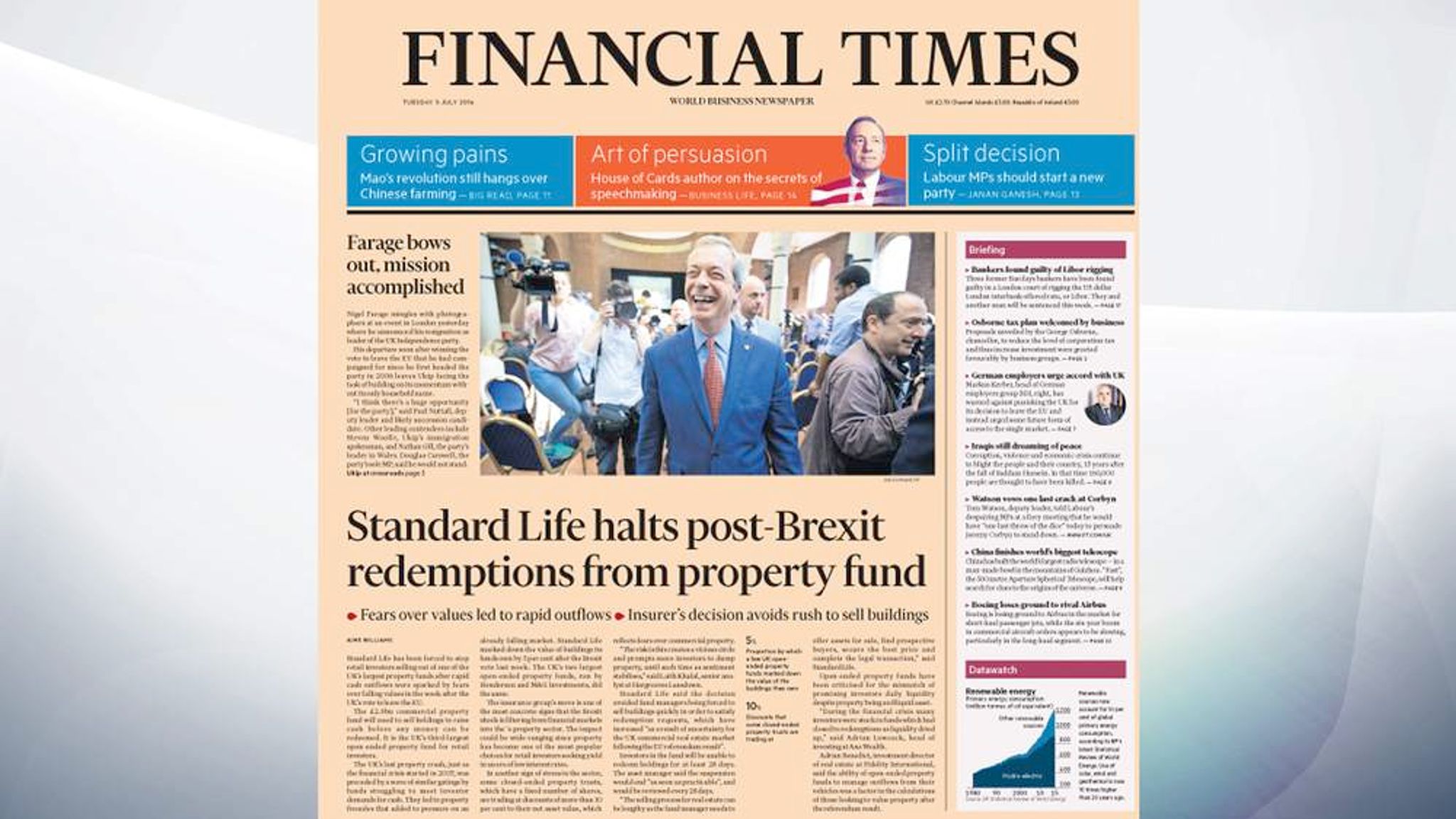 Tuesday's National Newspaper Front Pages | Scoop News | Sky News