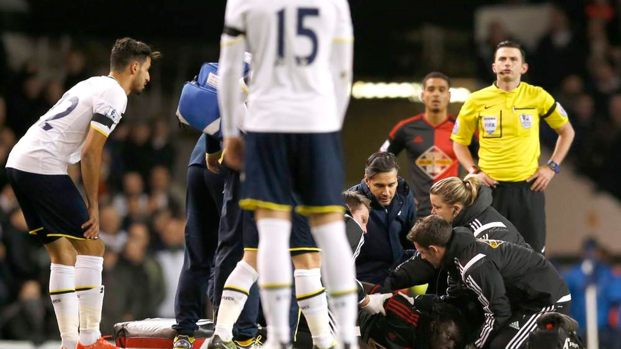 Striker Collapses During Premier League Game | UK News | Sky News