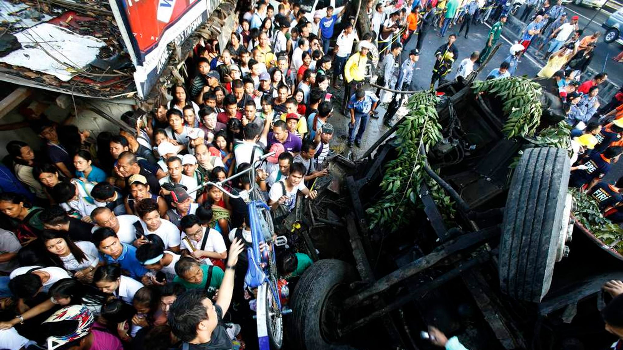 Philippines: Bus Crashes Off Elevated Road | World News | Sky News