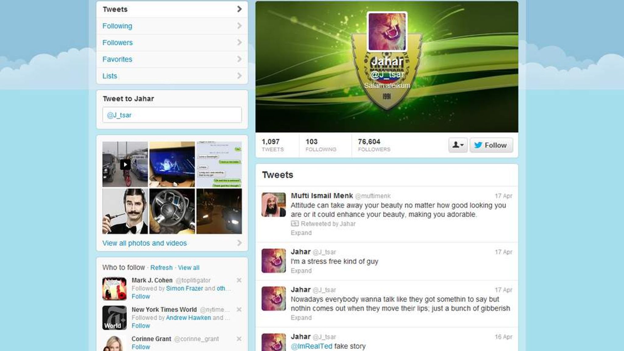 Boston Suspect 'Twitter Account' Revealed | World News | Sky News