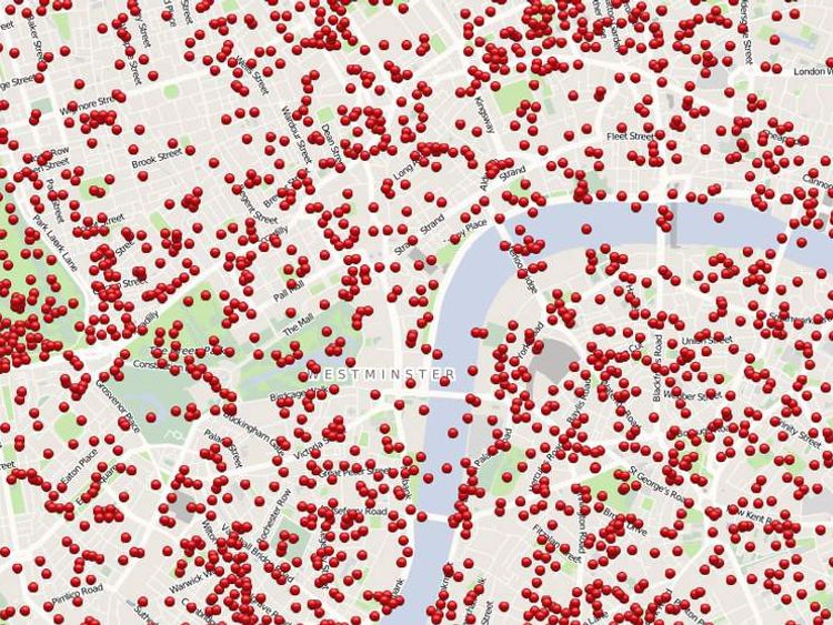Map Charts Every WWII Bomb Strike in London