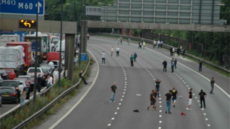 Bored Commuters Play Motorway Football | UK News | Sky News