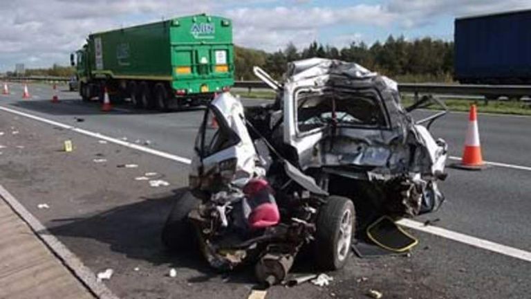 Driver's 'Extremely Lucky' Escape From Lorry | UK News | Sky News
