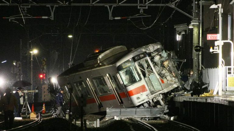 Japan Train Crash: Passengers' Narrow Escape | World News | Sky News