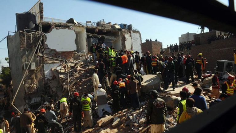 Two Killed As Pakistan Factory Collapses | World News | Sky News